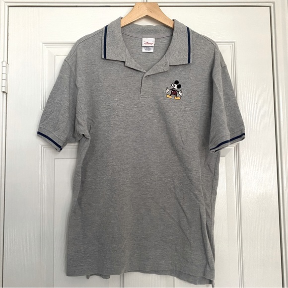 Disney | Shirts | Mickey Mouse Disney Short Sleeve Polo Gray Shirt Mens ...